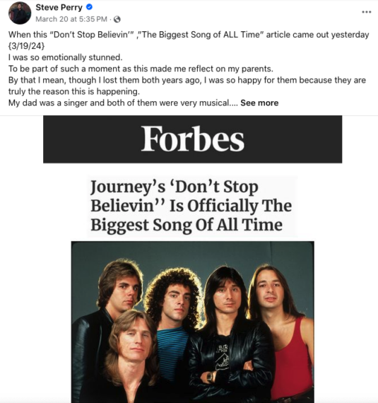 Journey Fans Turn to Facebook to Congratulate Steve Perry and Band on ...